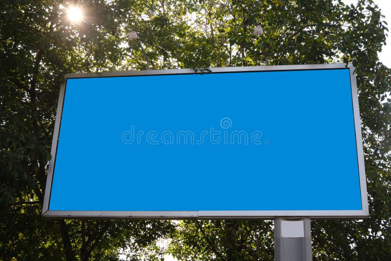Street Banner Billboard Empty on the Background of Trees and Sun. Place ...