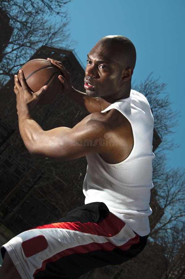 Street Basketball Player Guarding Ball Stock Image - Image of game ...