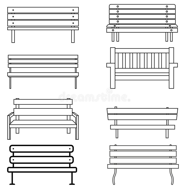 Street Bench Icon Vector Illustration Set. Stock Vector - Illustration ...
