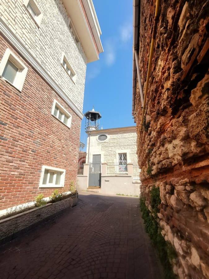 Street brick wall stock image. Image of waterway, town - 271605349