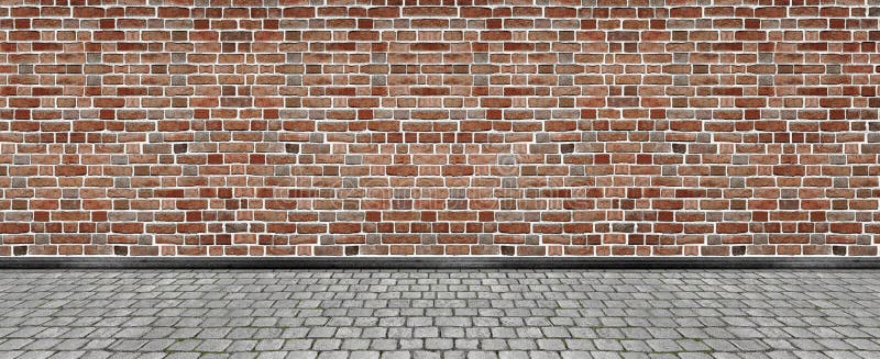 Street With Brick Wall Background 01 Stock Photo - Image of retro ...