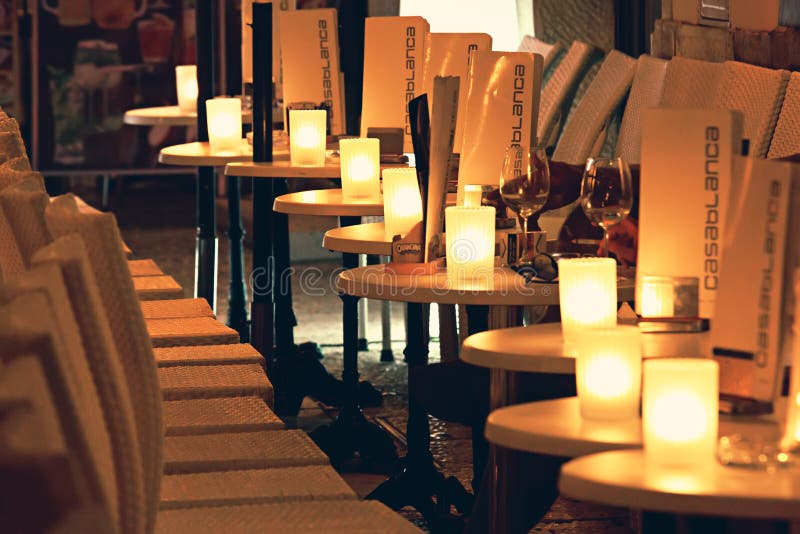 Street Cafe in the Evening, Background with Atmosphere Editorial Stock ...