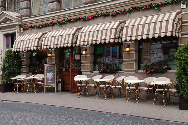 Street Cafe in Old Town in Vilnius, Lithuania. Editorial Photo - Image ...