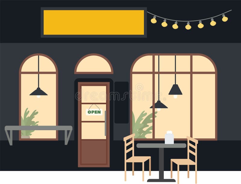 Street Cafe Showcase Facade Stock Vector - Illustration of vector ...