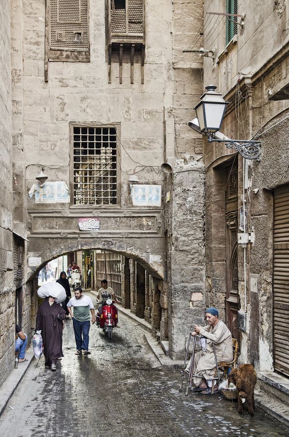 Street in Cairo Old Town Egypt Editorial Stock Image - Image of scene ...