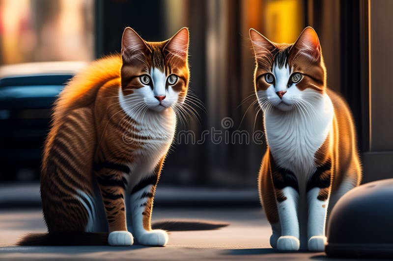 Street Cats Exploring New Place in Streets Using Stock Illustration ...