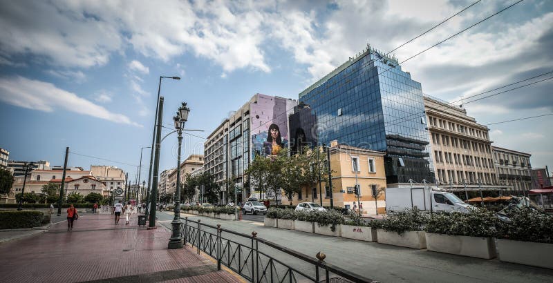 Street in the Center of Athens. Greece Editorial Stock Photo - Image of ...