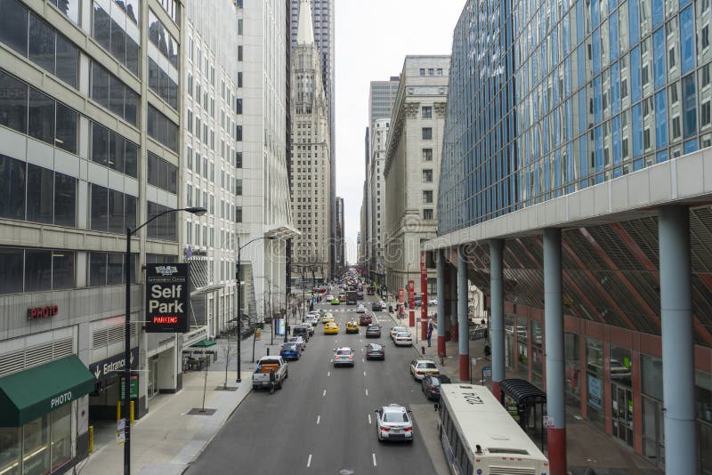 Street in the Chicago Downtown Loop Business District, Chicago ...