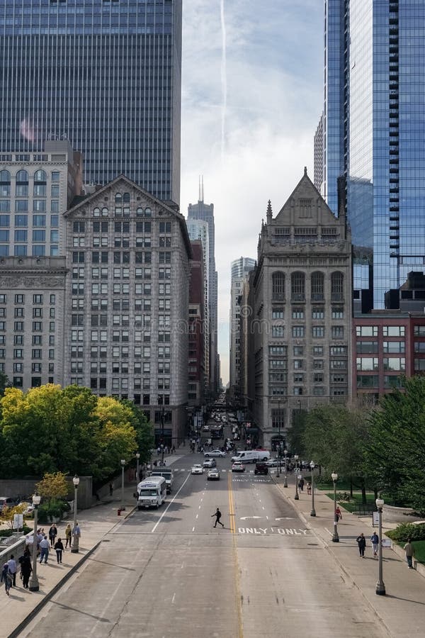 Street in Chicago, USA, editorial image. Image of architecture - 60818920