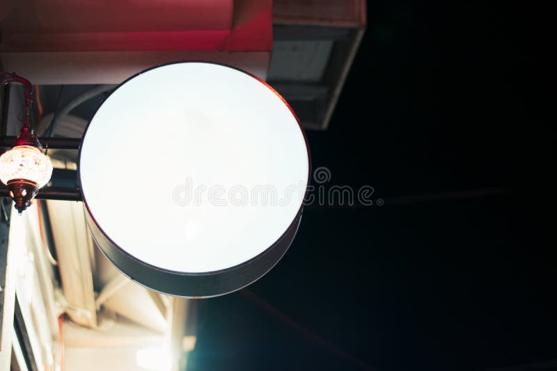 Street Circle White Store Sign Mockup on Wall Stock Photo - Image of ...