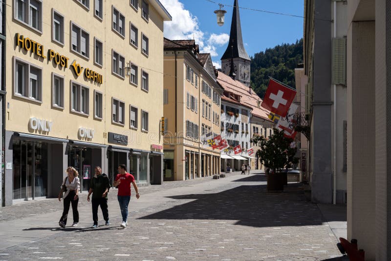 Street in the City of Chur, Switzerland Editorial Photography - Image ...