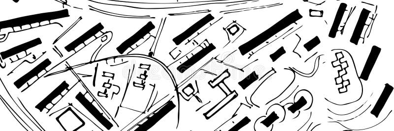 Street city hand drawn map stock vector. Illustration of architectural ...