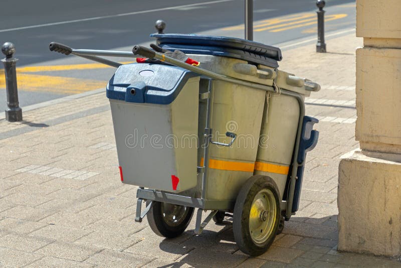 Street Cleaner Cart stock photo. Image of clean, garbage - 219137302