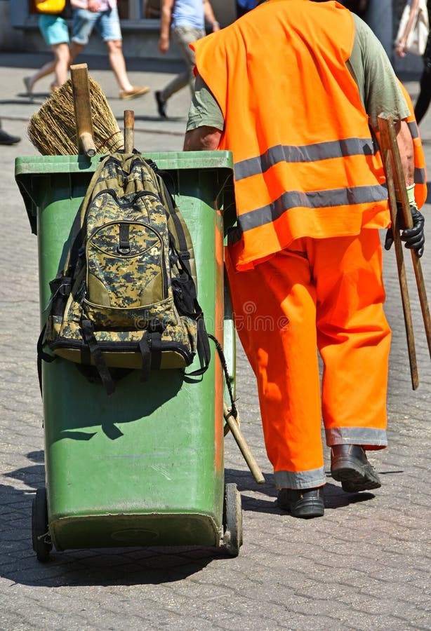 Street cleaner at work stock image. Image of protective - 72391955