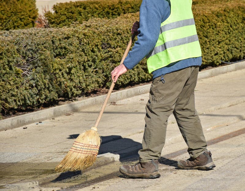 Street Cleaner at Work on the Road Stock Image - Image of bush, dust ...