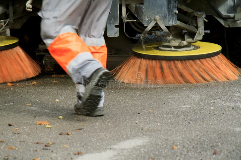 Street Cleaning and Sweeping with Broom Stock Photo - Image of passage ...
