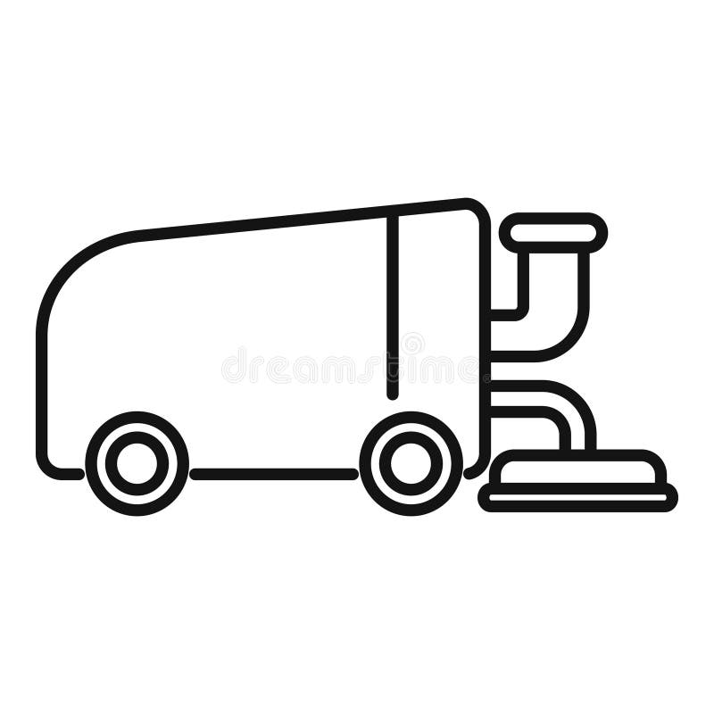 Street Cleaning Machine Cleaning the Road Side View Line Icon Stock ...