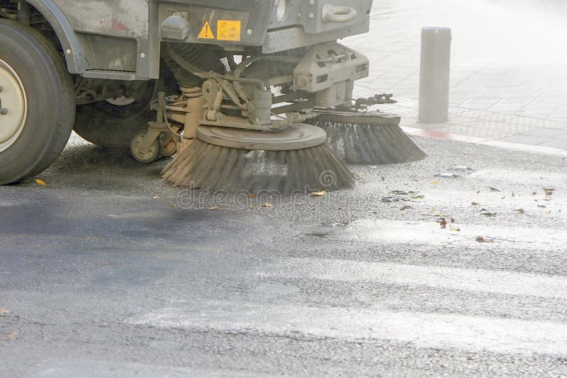Street Cleaning Machine on the Street Stock Image - Image of machine ...