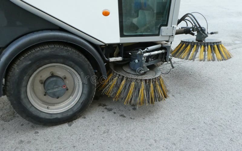 Street Cleaning Vehicle Sweeper Machine Cleaning City Street Stock ...