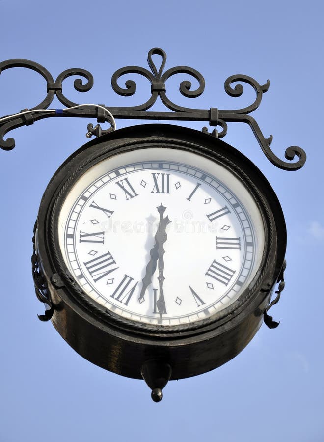 Street clock stock photo. Image of wall, glass, hours - 95263138