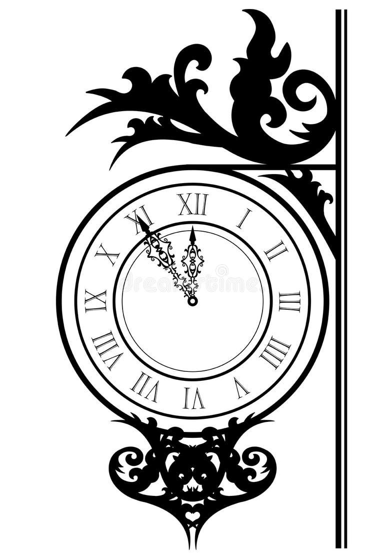 Decorative Street Clock Stock Illustrations – 537 Decorative Street ...