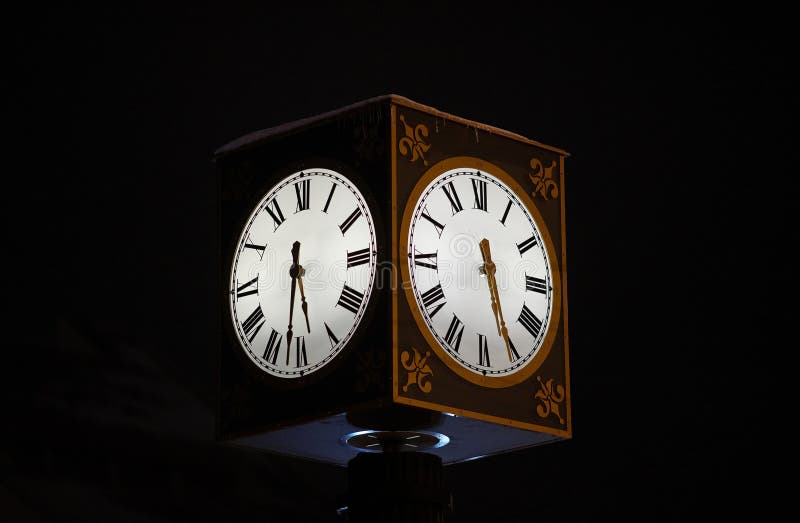 Street Clock in the Evening Stock Image - Image of antique, vintage ...