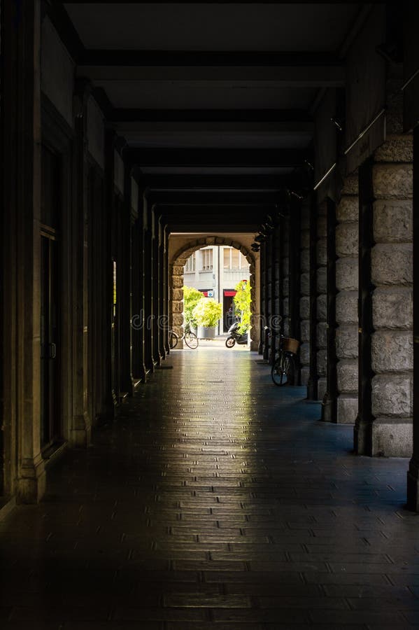 Street with Columns in the Italian Style Stock Image - Image of italy ...