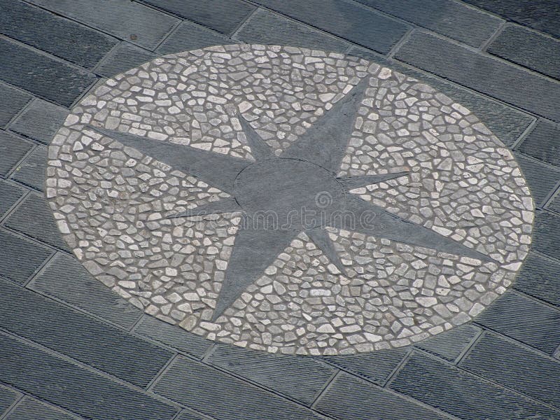 Street Compass in Paving Cobblestones, Italy. Eight Pointed Star. Stock ...