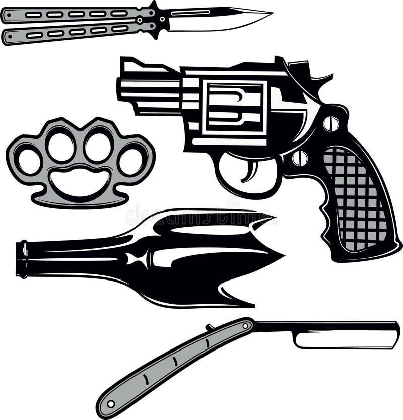 Street crime tools set stock vector. Illustration of knuckle - 74615570