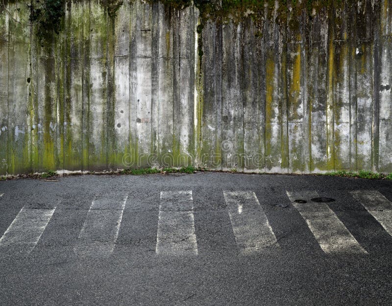 Street Crossing with Concrete Wall Stock Image - Image of pedestrian ...