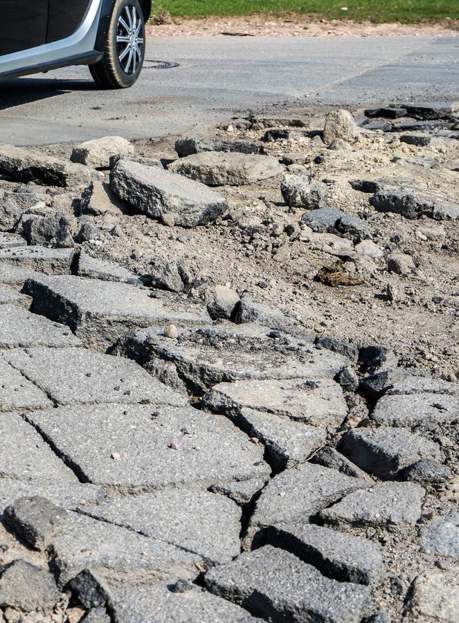 Street damage Asphalt stock photo. Image of breakdown - 193366674