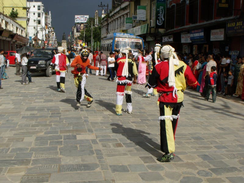 Street Dance Performance on a Street in the Center of Kathmandu. Nepal ...