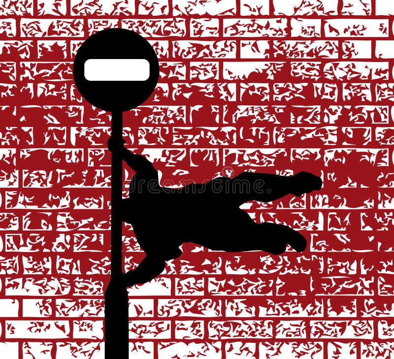 Street Dancer in Horizontal Pose on a Road Sign. Stock Vector ...