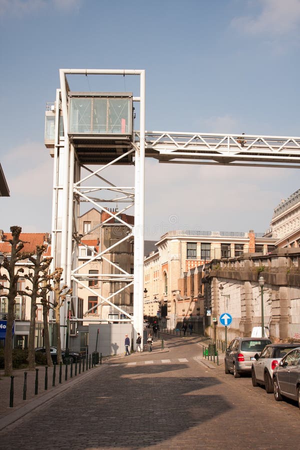 Street Elevator in Brussels Editorial Photography - Image of bridge ...