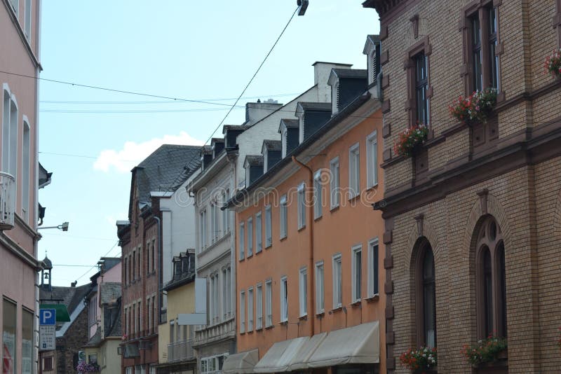 Street Facade in a German City in Summer Stock Photo - Image of ...