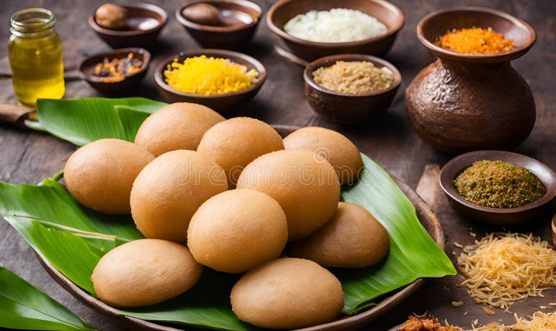 Besan Ladoo, Round Indian Sweet Served on Bamboo, AI Generated Stock ...