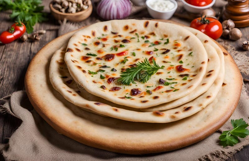 Crispy Golden Baked Round Flatbread, AI Generated Stock Illustration ...