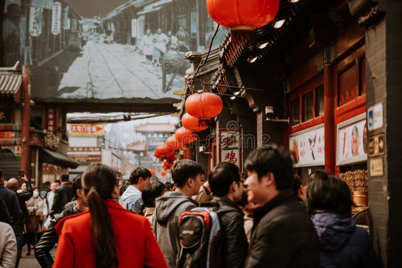 Street of a Food Market Inside Beijing Editorial Photo - Image of green ...