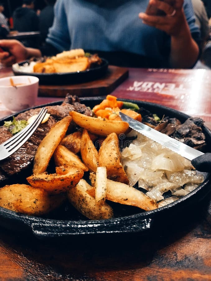 Street food meet steak editorial stock photo. Image of cooking - 261881638