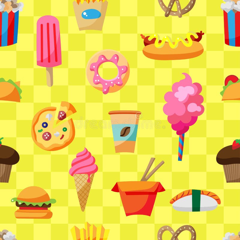 Street Food Seamless Pattern Stock Vector - Illustration of design ...