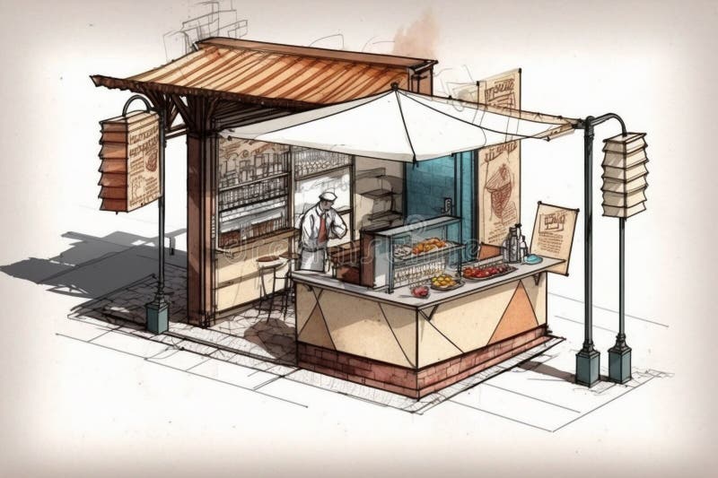 Street food stall. stock illustration. Illustration of city - 274279408