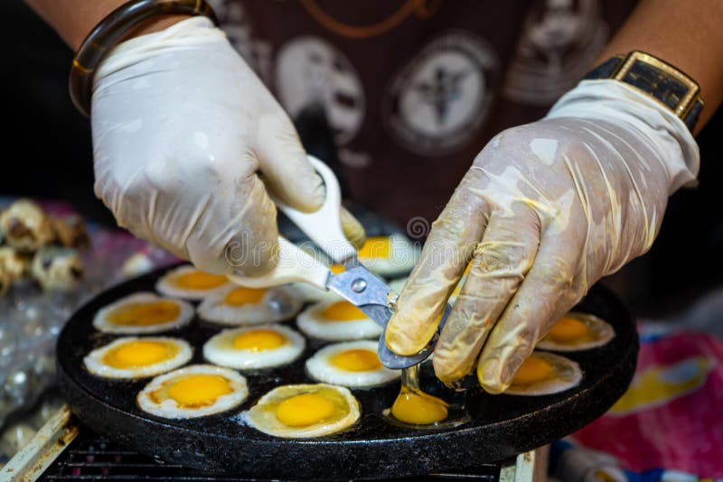 Street Food in Thailand. Fried Eggs Stock Photo - Image of dish, food ...