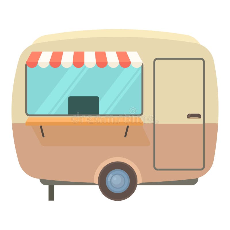 Food Trailer Vector Icon.Cartoon Vector Icon Isolated on White ...