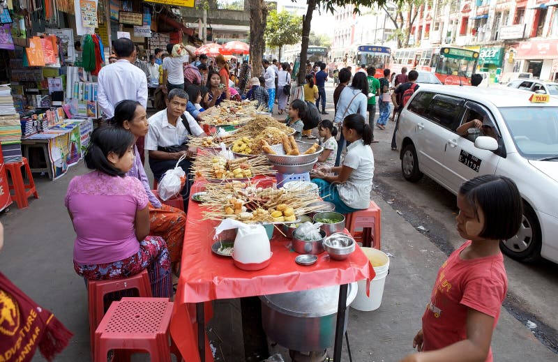 Street Food, Yangon, Myanmar Editorial Stock Image - Image of centre ...