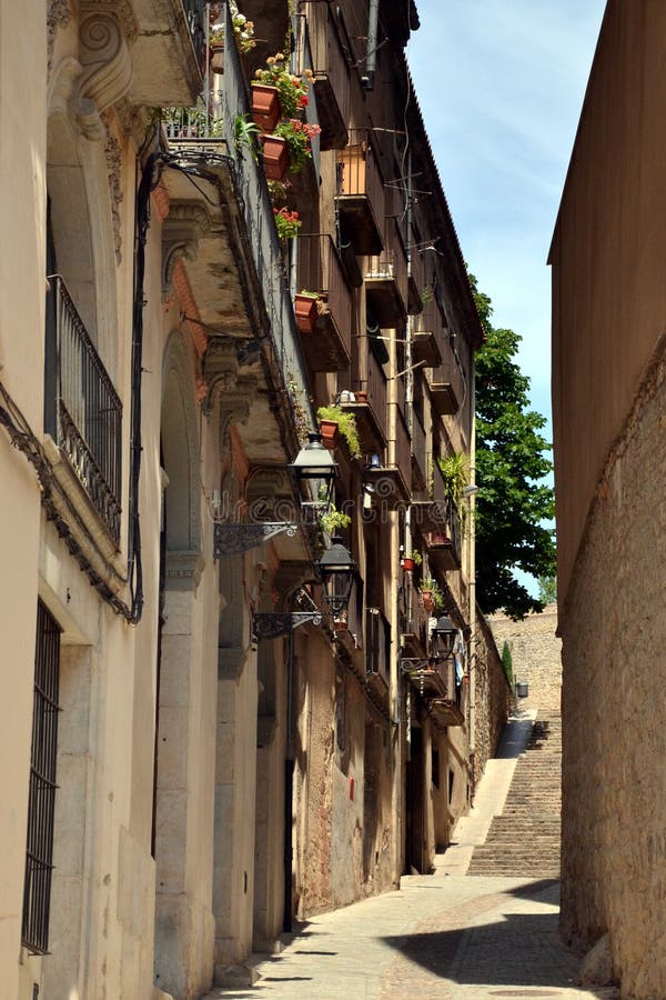Street in Girona, Catalonia, Spain Stock Photo - Image of culture ...