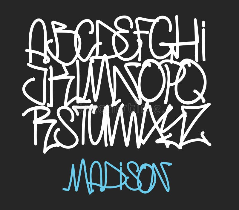 Street Graffiti Font, Handwritten Typography Vector Illustration. Stock ...