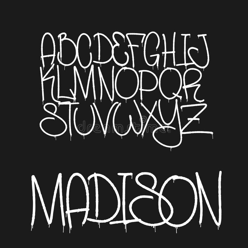 Street Graffiti Tag Font, Handwritten Typography Vector Illustration ...