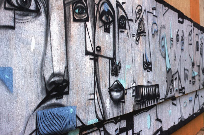 Street Graphics in Black and White Color Stock Image - Image of emocje ...