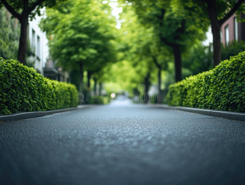 Street with greenery stock photo. Image of flora, environmental - 381689316