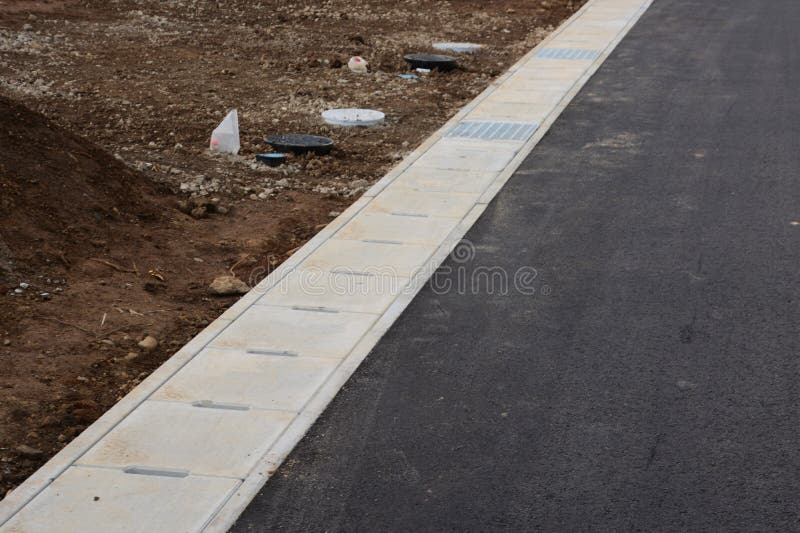 Street gutter construction stock photo. Image of industry - 135171394